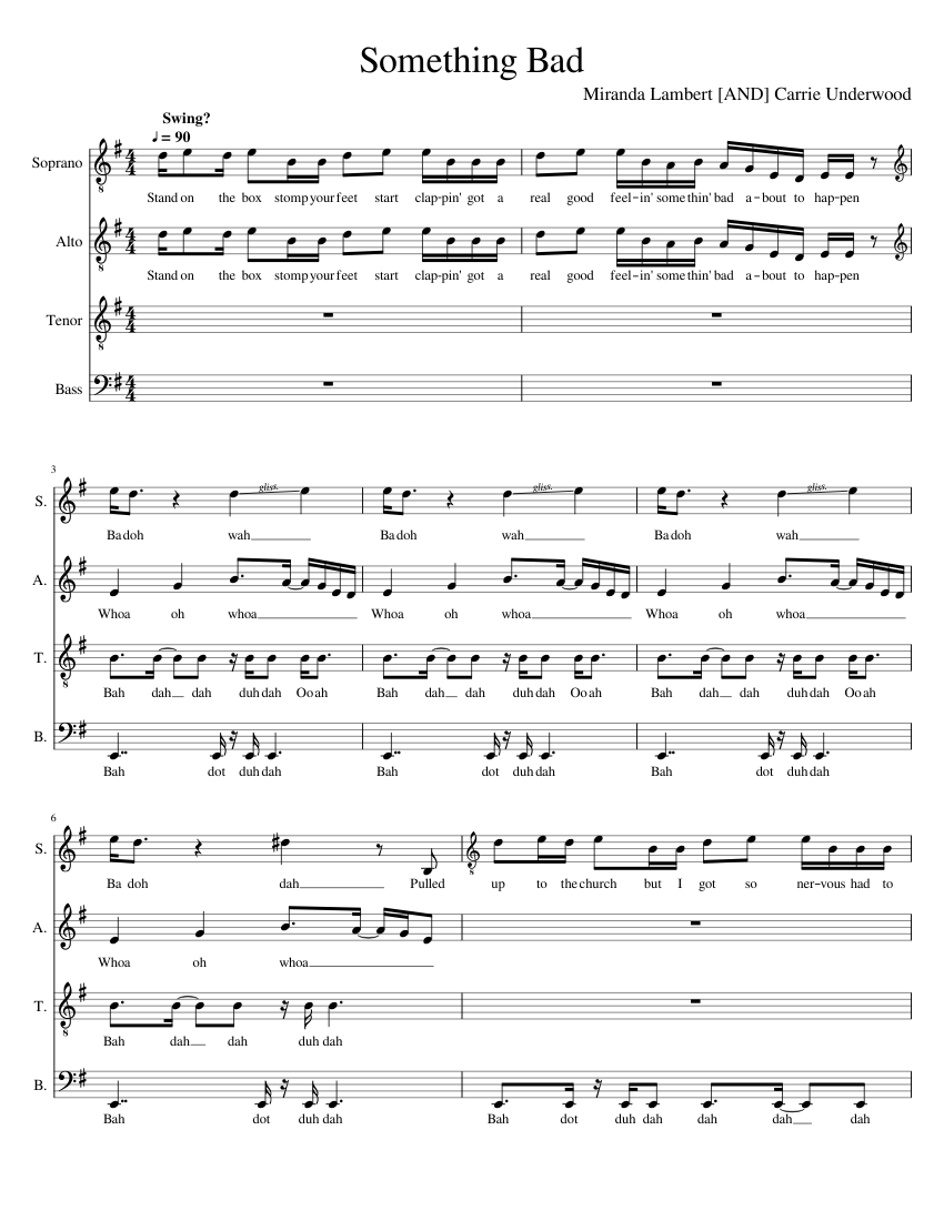 Something Bad Sheet music for Soprano, Alto, Tenor, Bass voice (A ...