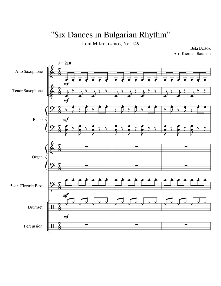 Six Dances in Bulgarian Rhythm Sheet music for Piano, Organ, Saxophone ...