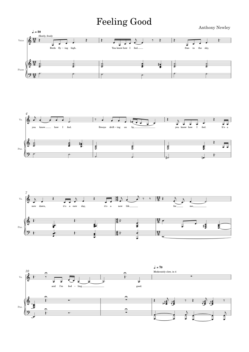 Feeling_Good-Piano-Voice Sheet music for Piano, Vocals (Solo ...