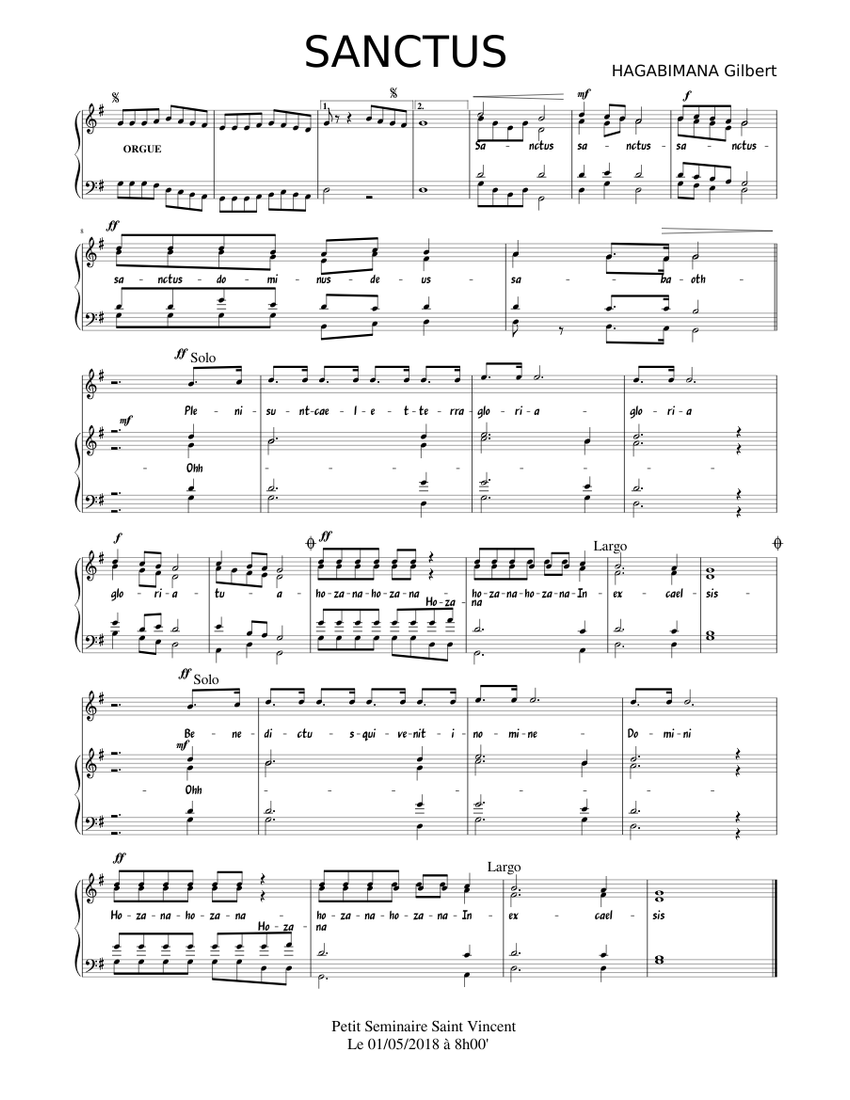 SANCTUS Sheet music for Vocals, Organ (Mixed Duet) | Musescore.com