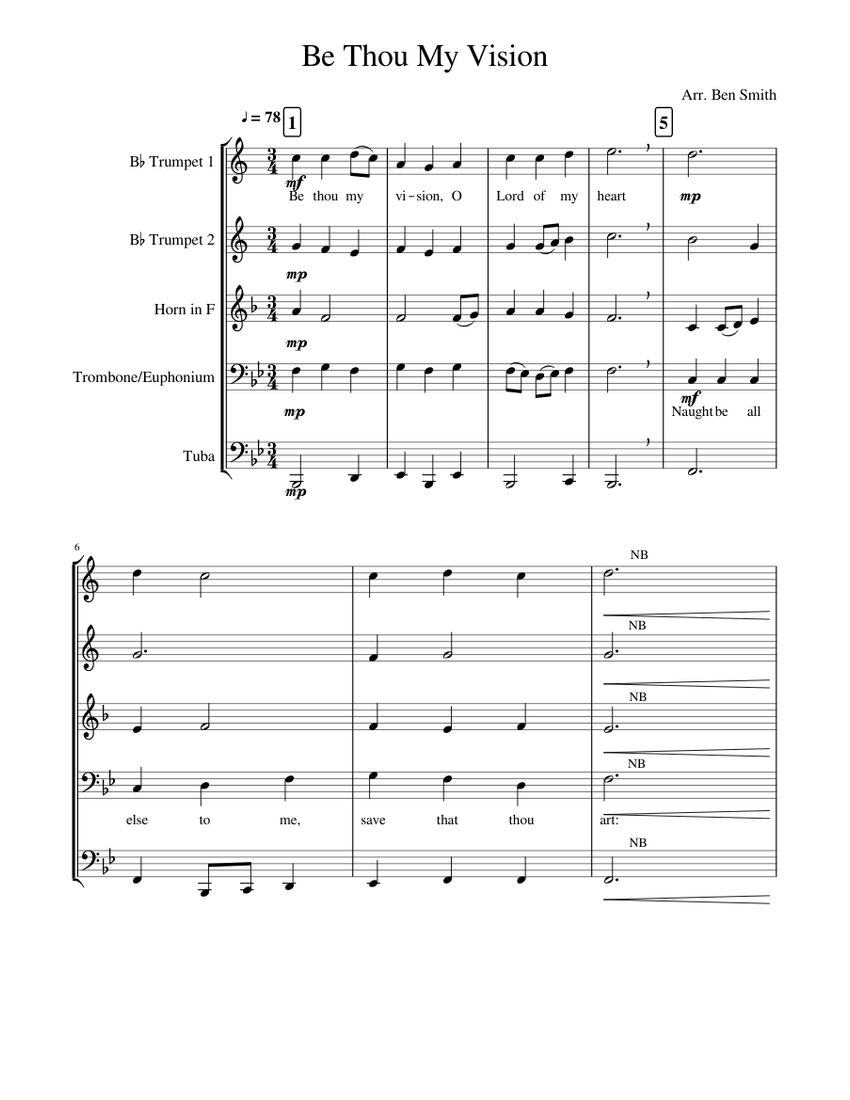 Be Thou My Vision Sheet music for Trombone, Tuba, Trumpet in b-flat ...