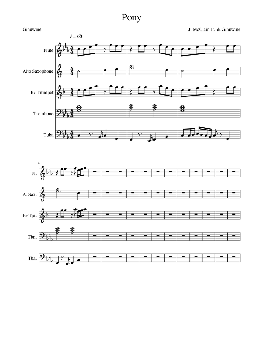 Pony Sheet music for Trombone, Tuba, Flute, Trumpet other (Mixed ...