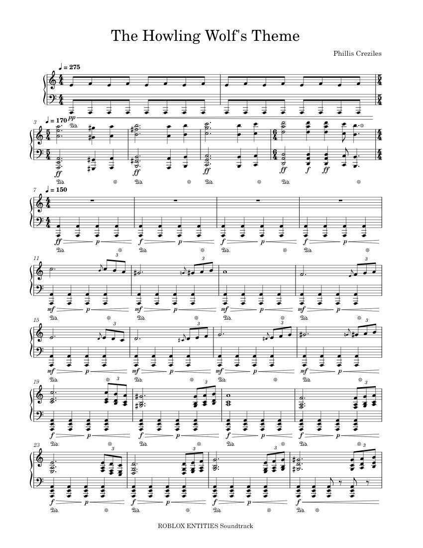 Theme of the Howling Wolf Sheet music for Piano (Solo) | Musescore.com