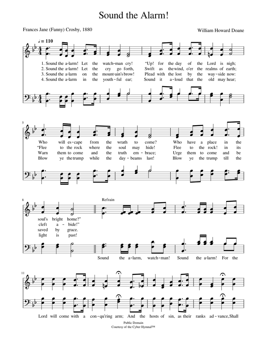 Sound the alarm! - W. Howard Doane Sheet music for Piano (Piano Duo ...