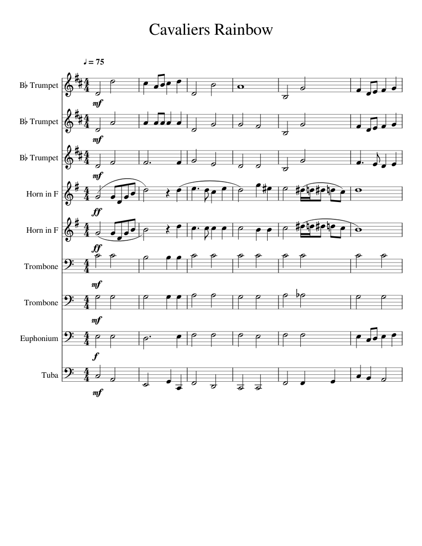 Cavaliers Rainbow Sheet music for Trombone, Euphonium, Tuba, Trumpet in ...