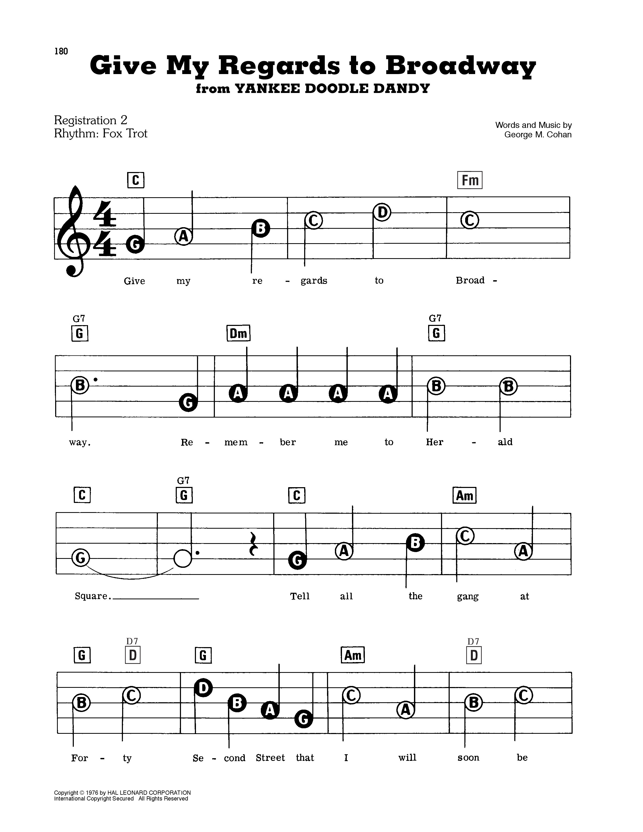 give my regards to broadway Sheet music for Piano, Organ, Synthesizer ...