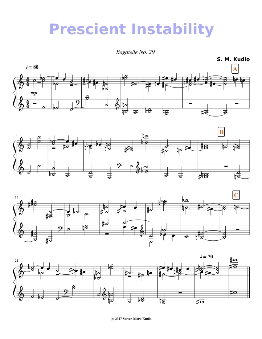 Prescient Instability Sheet music for Piano (Solo) | Musescore.com