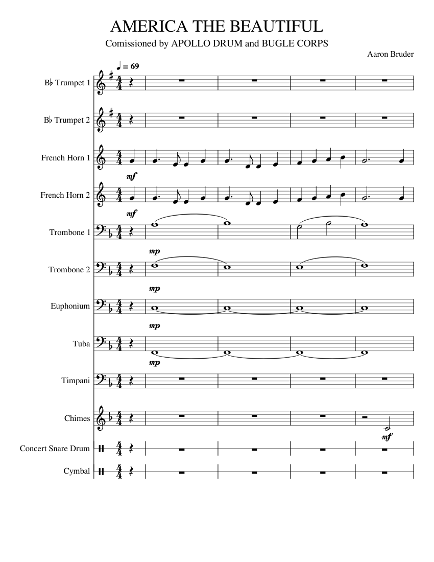 America the Beautiful Sheet music for Trombone, Euphonium, Tuba ...