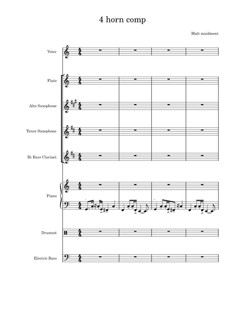 4 horn comp Sheet music for Piano, Vocals, Flute, Clarinet bass & more ...
