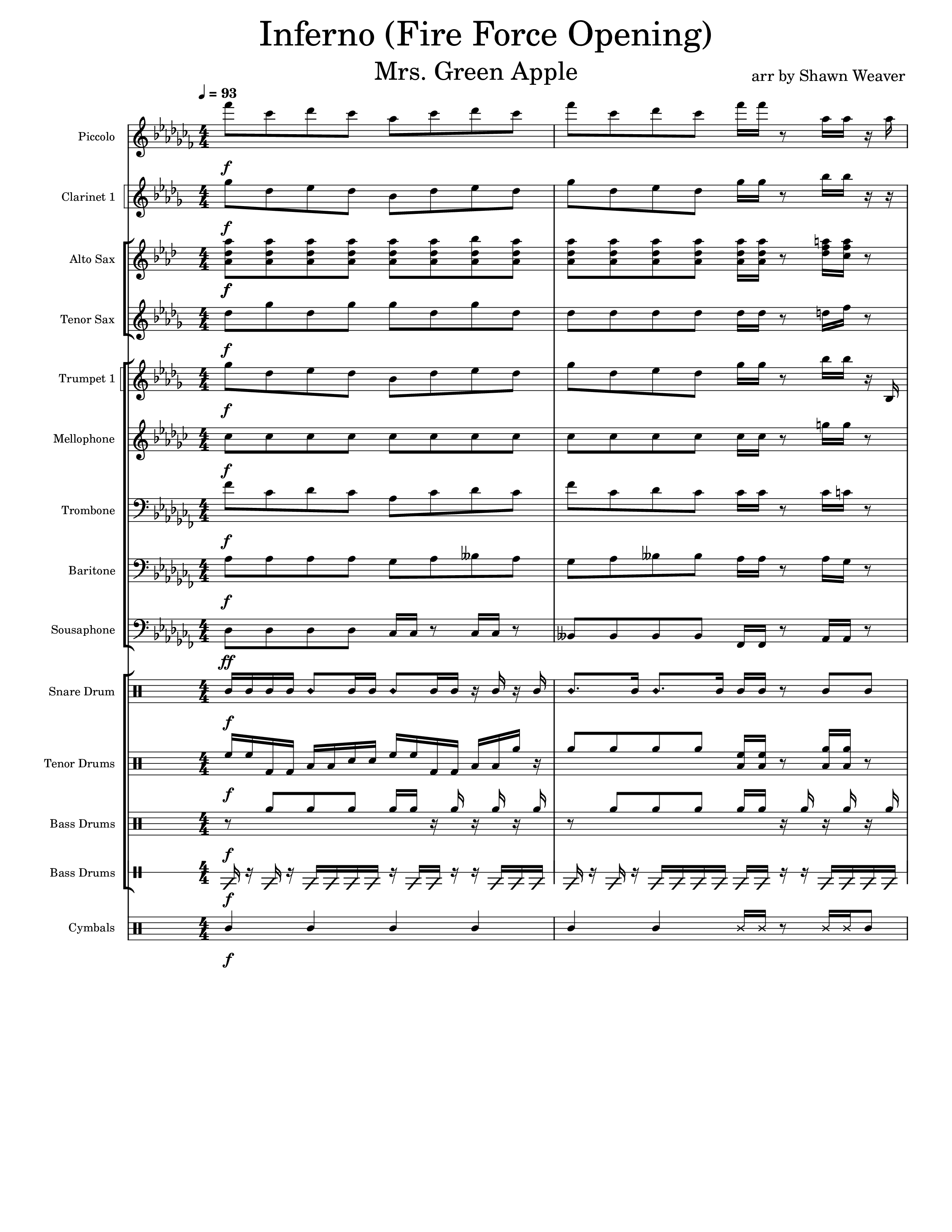 Play Official version of Inferno Sheet Music by Mrs. GREEN APPLE ...