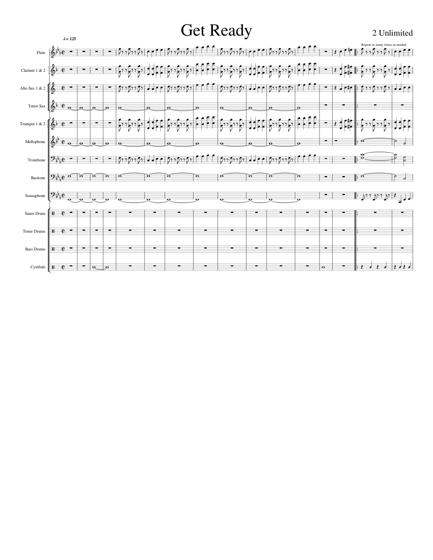 Get Ready Sheet music for Trombone, Tuba, Flute, Clarinet in b-flat ...