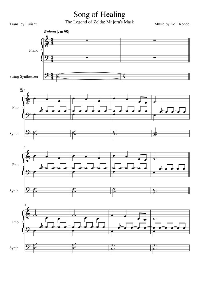 The Legend of Zelda: Majora's Mask - Song of Healing Sheet music for ...