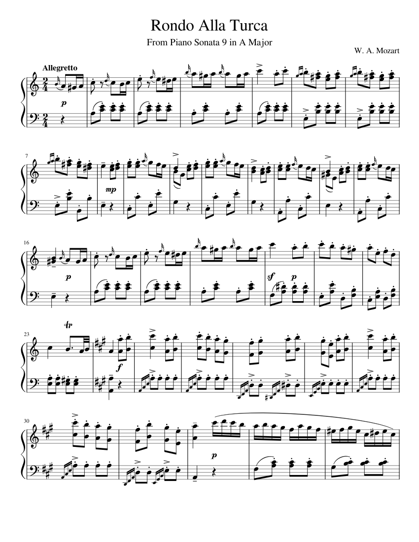 Rondo Alla Turca Sheet Music for Piano (Solo) | MuseScore.com