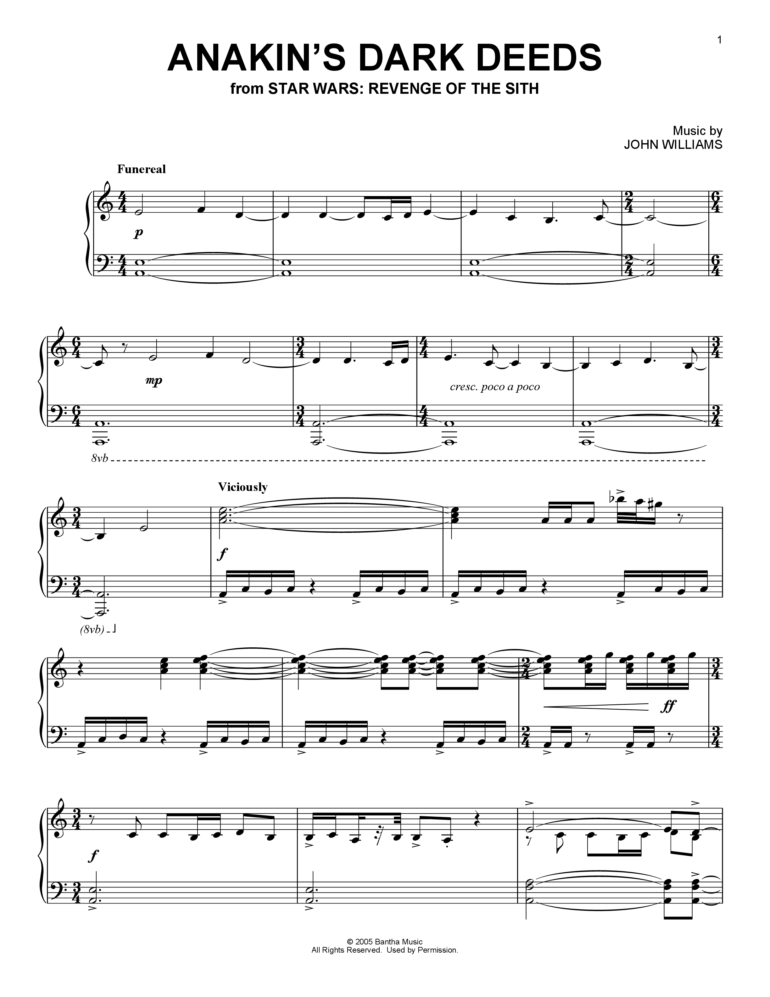 Play Official version of Anakin's Theme Sheet Music by John Williams ...