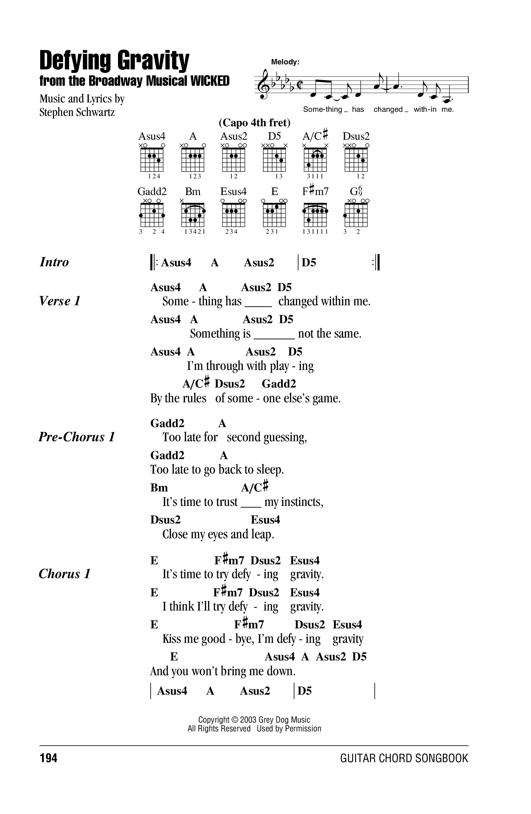 Play Official version of Defying gravity sheet music by Glee Cast for ...