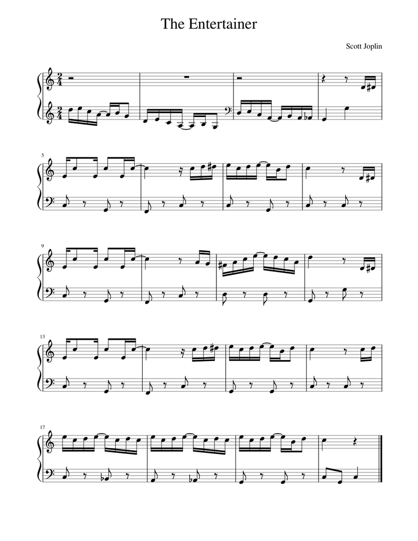 The Entertainer Piano Easy