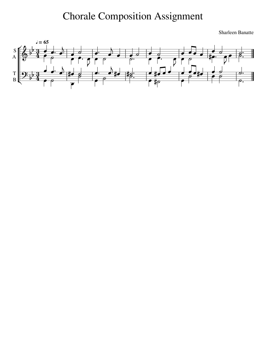 Chorale Composition Assignment Sheet music for Female, Male (Choral ...