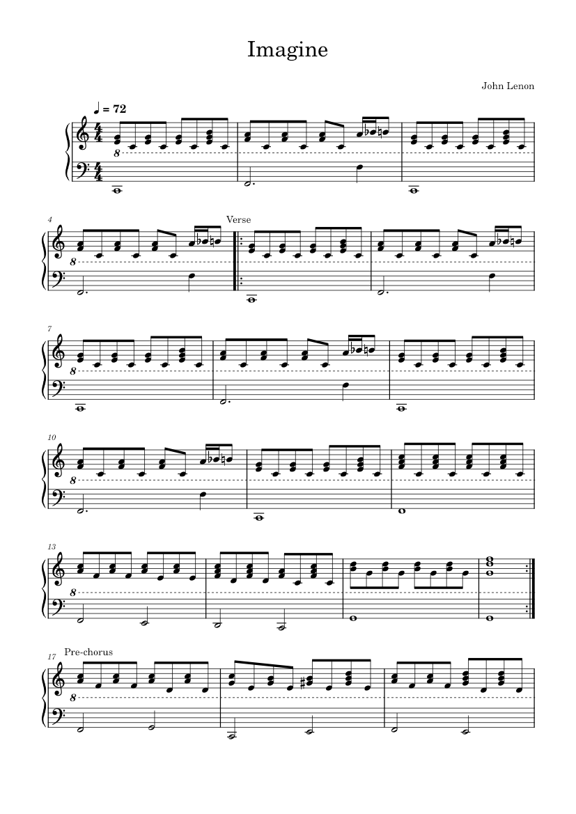 Imagine – John Lennon Imagine (Piano accompaniement) Sheet music for ...