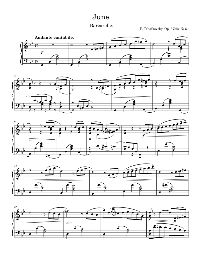 June (Barcarolle), Op. 37bis, No. 6 – Pyotr Ilyich Tchaikovsky (Intro ...