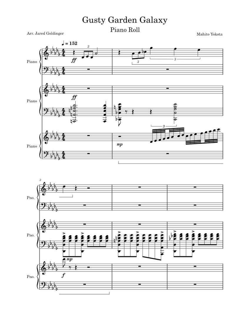 Gusty Garden Galaxy - Piano Roll Sheet music for Piano (Piano Trio ...