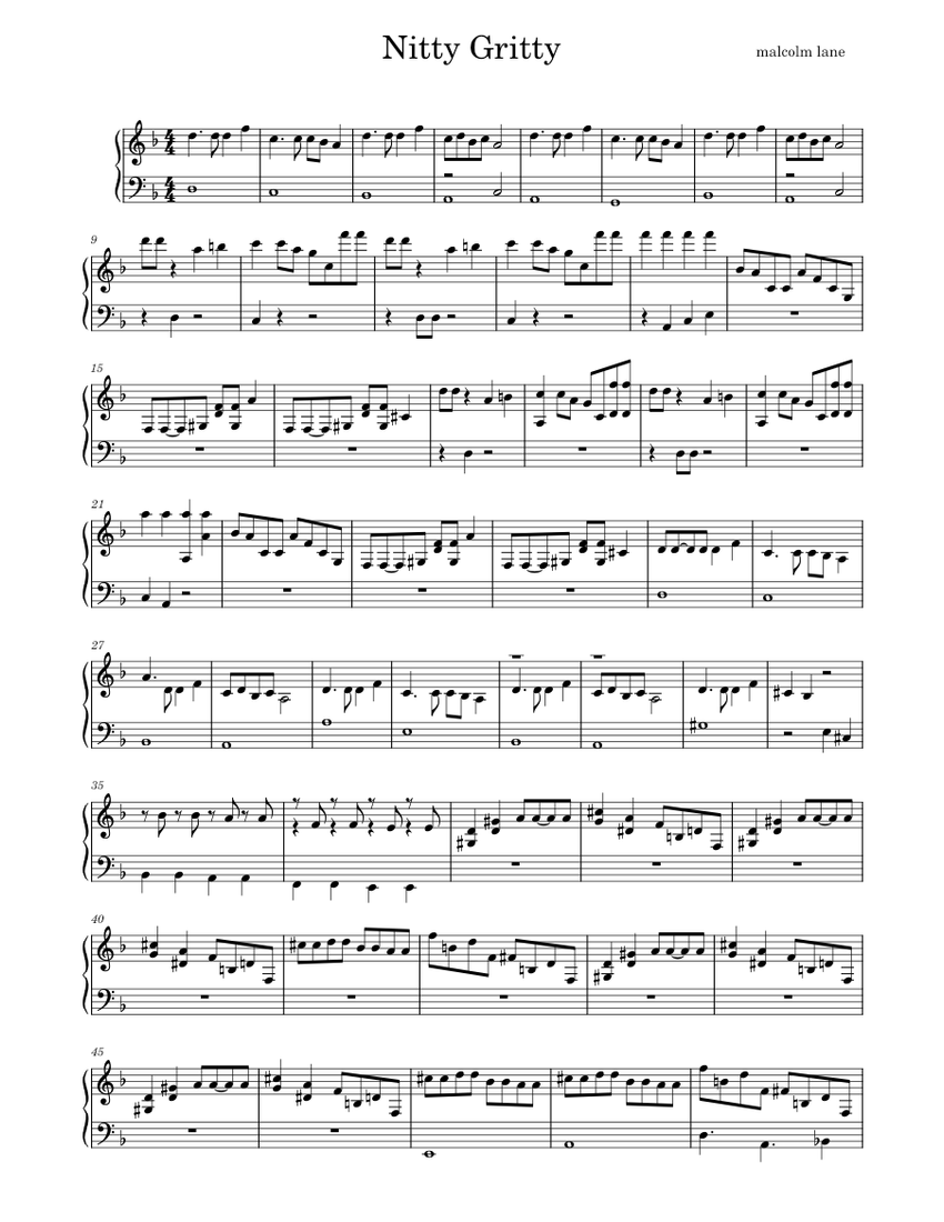 Nitty Gritty Sheet music for Piano (Solo) | Musescore.com