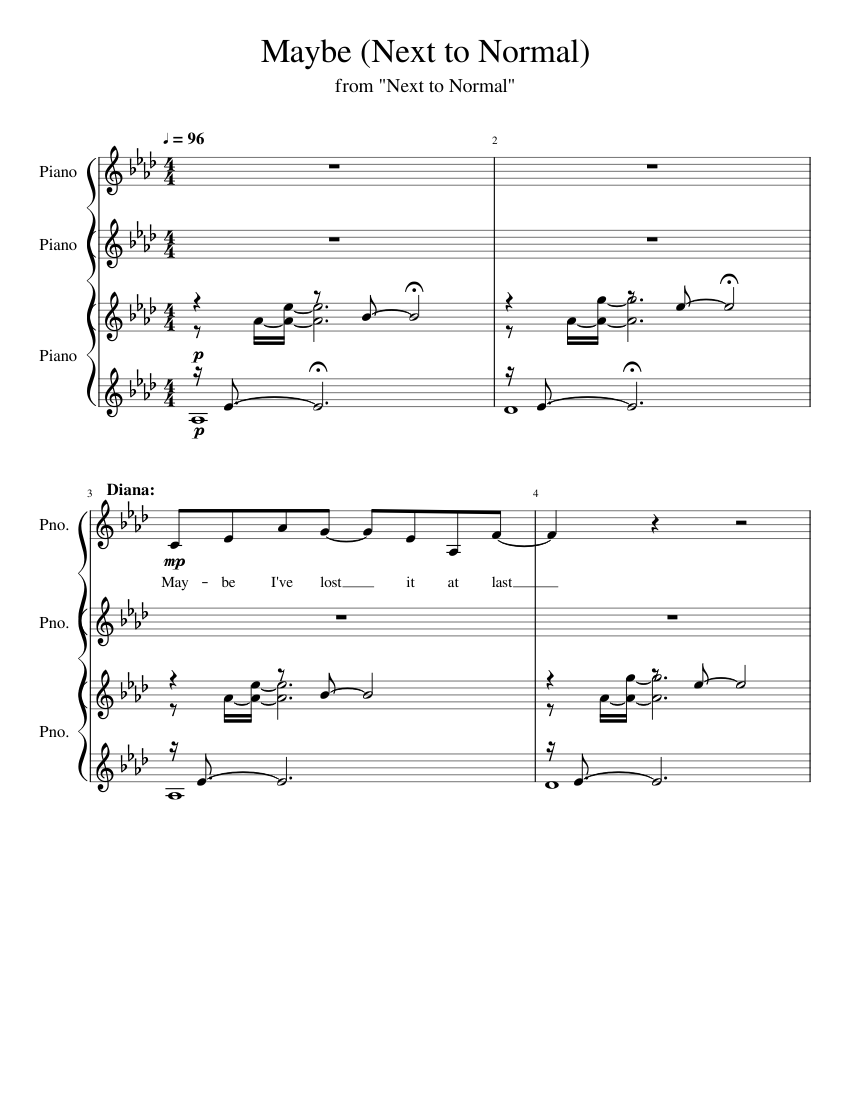 Maybe (Next to Normal) Sheet music for Piano (Solo) | Musescore.com