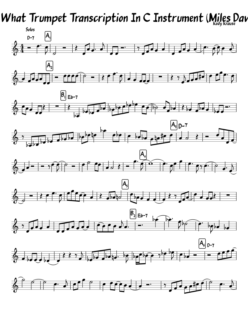 So What Trumpet Transcription In C Instrument (Miles Davis) Sheet music ...