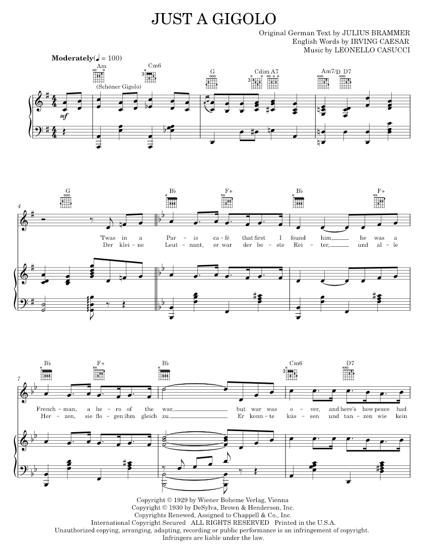Play Official version of Just A Gigolo sheet music by Thelonious Monk ...