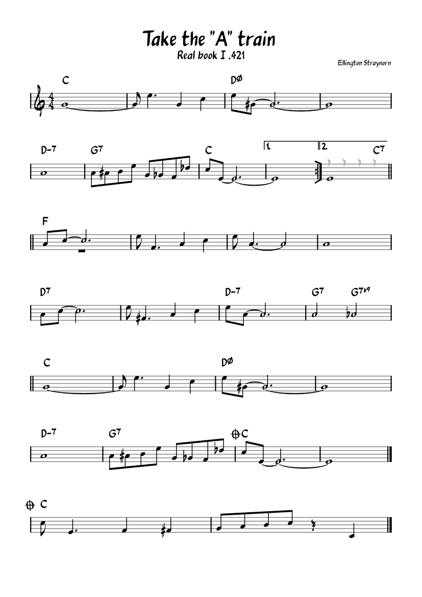 Take the a train – Duke Ellington RealBookI.422-Take the A train Sheet ...
