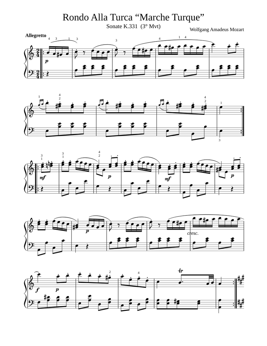 Turkish March Sheet music for Piano (Solo) | Musescore.com