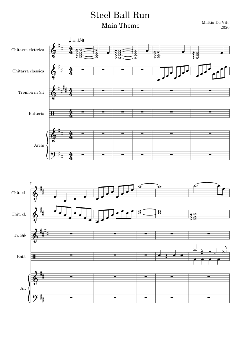 Steel Ball Run Sheet Music for Guitar, Drum group, Strings group ...