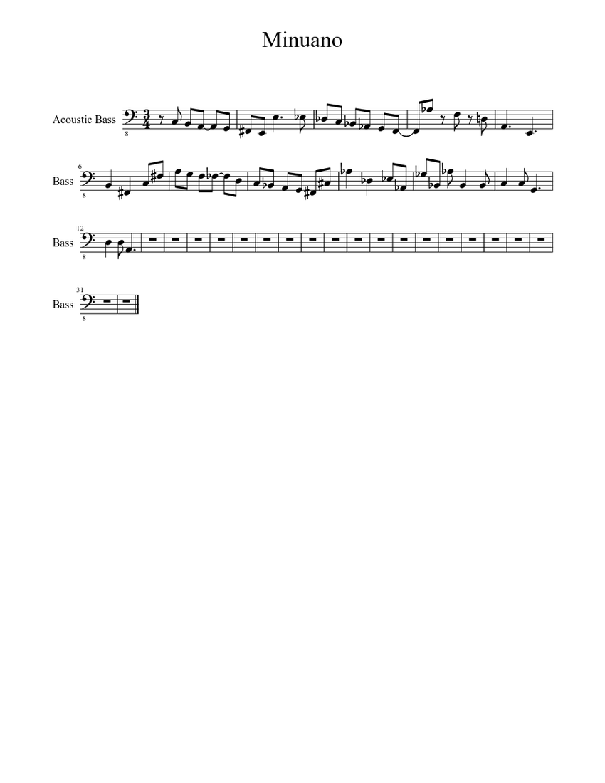 Minuano Sheet music for Bass guitar (Solo) | Musescore.com