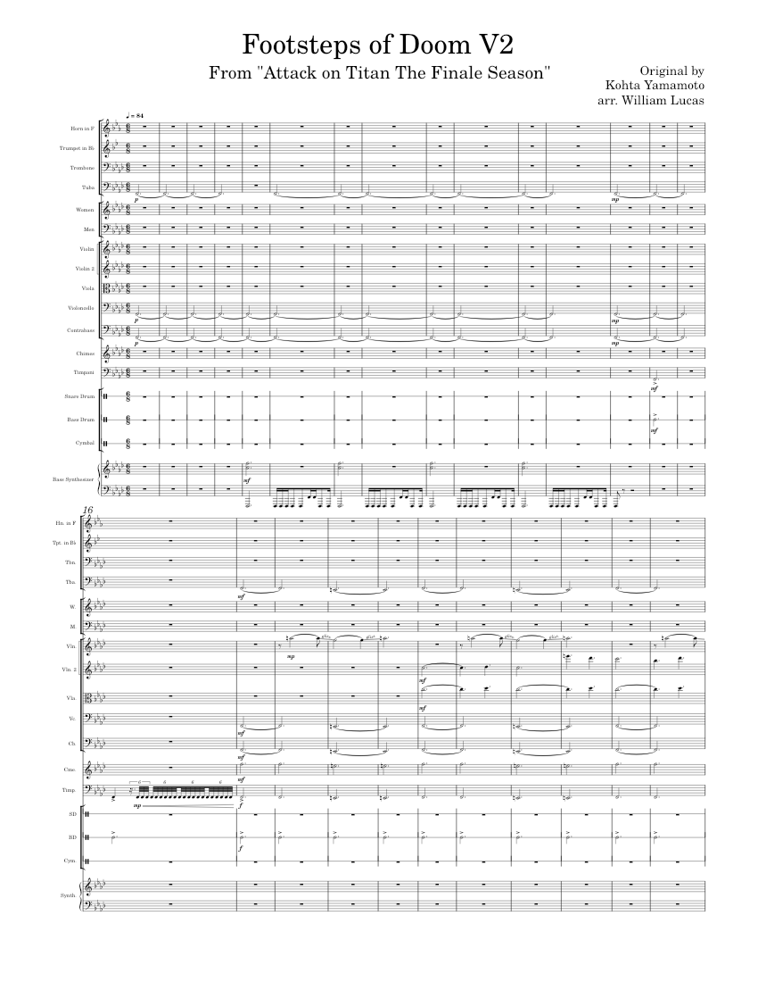 Footsteps of Doom V2 Sheet Music for Trombone, Tuba, French horn ...