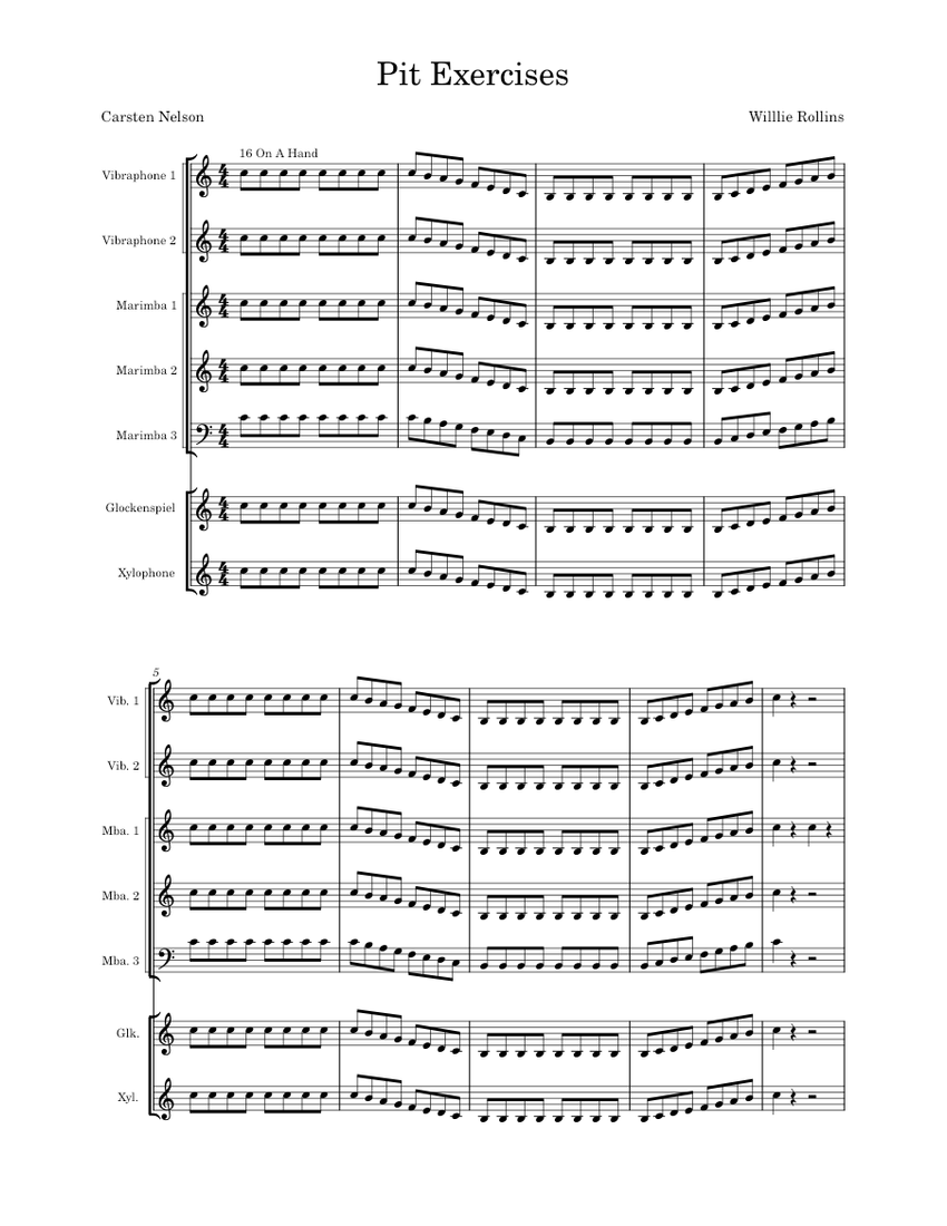 Pit_Exercises Sheet music for Vibraphone, Glockenspiel, Marimba, Xylophone (Percussion Ensemble ...