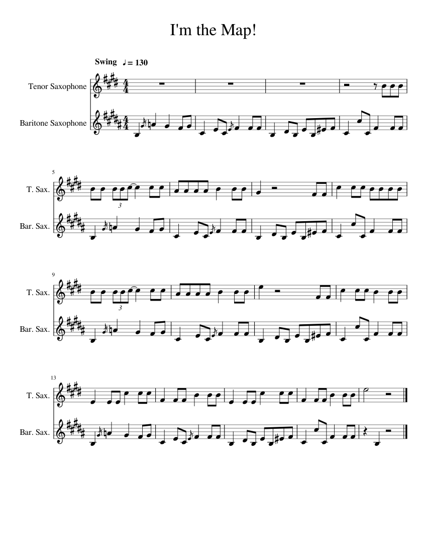 I'm The Map - Dora The Explorer Sheet Music for Saxophone tenor ...
