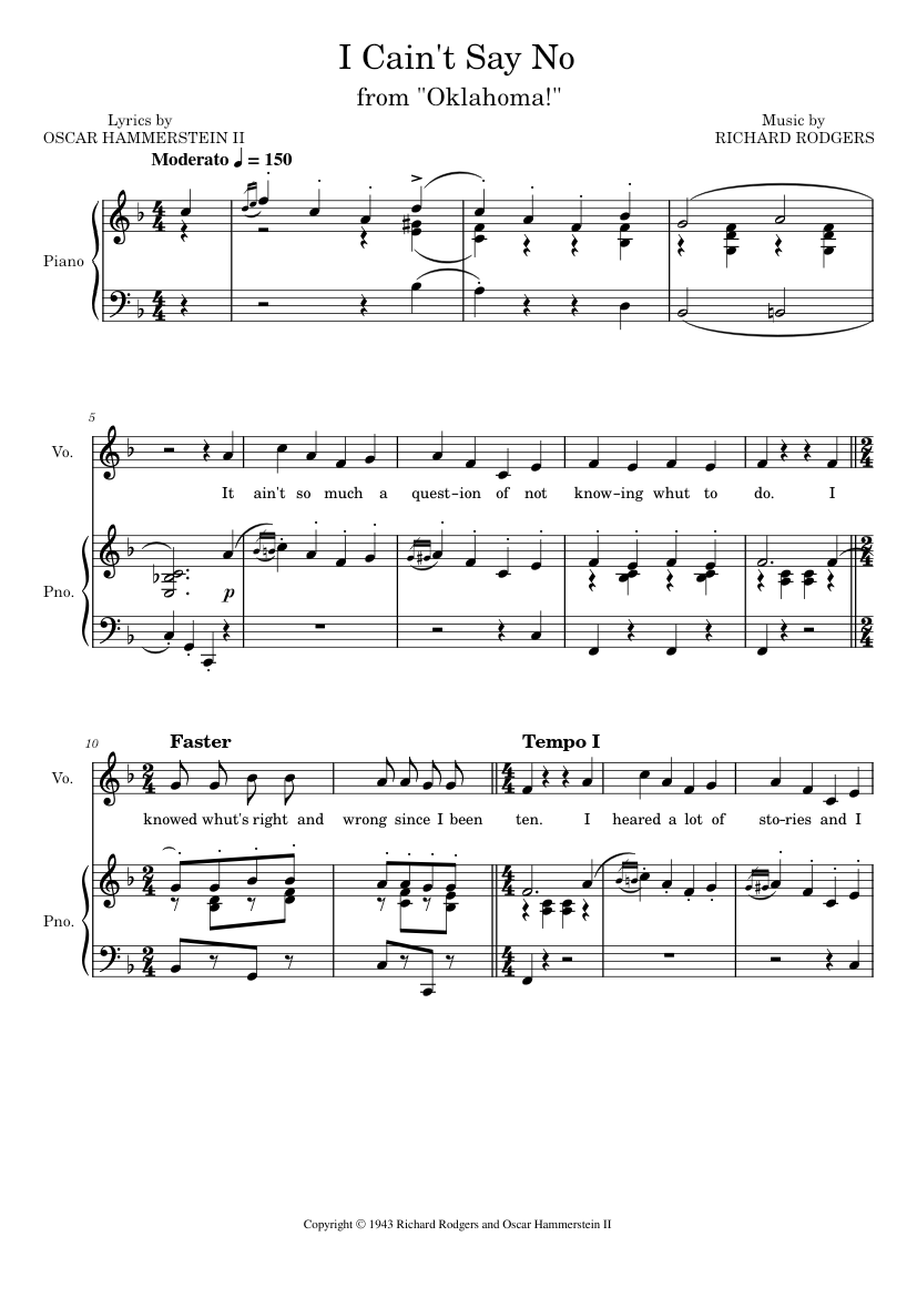 I Cain't Say No Sheet music for Piano (Piano Duo) | Download and print in PDF or MIDI free sheet ...