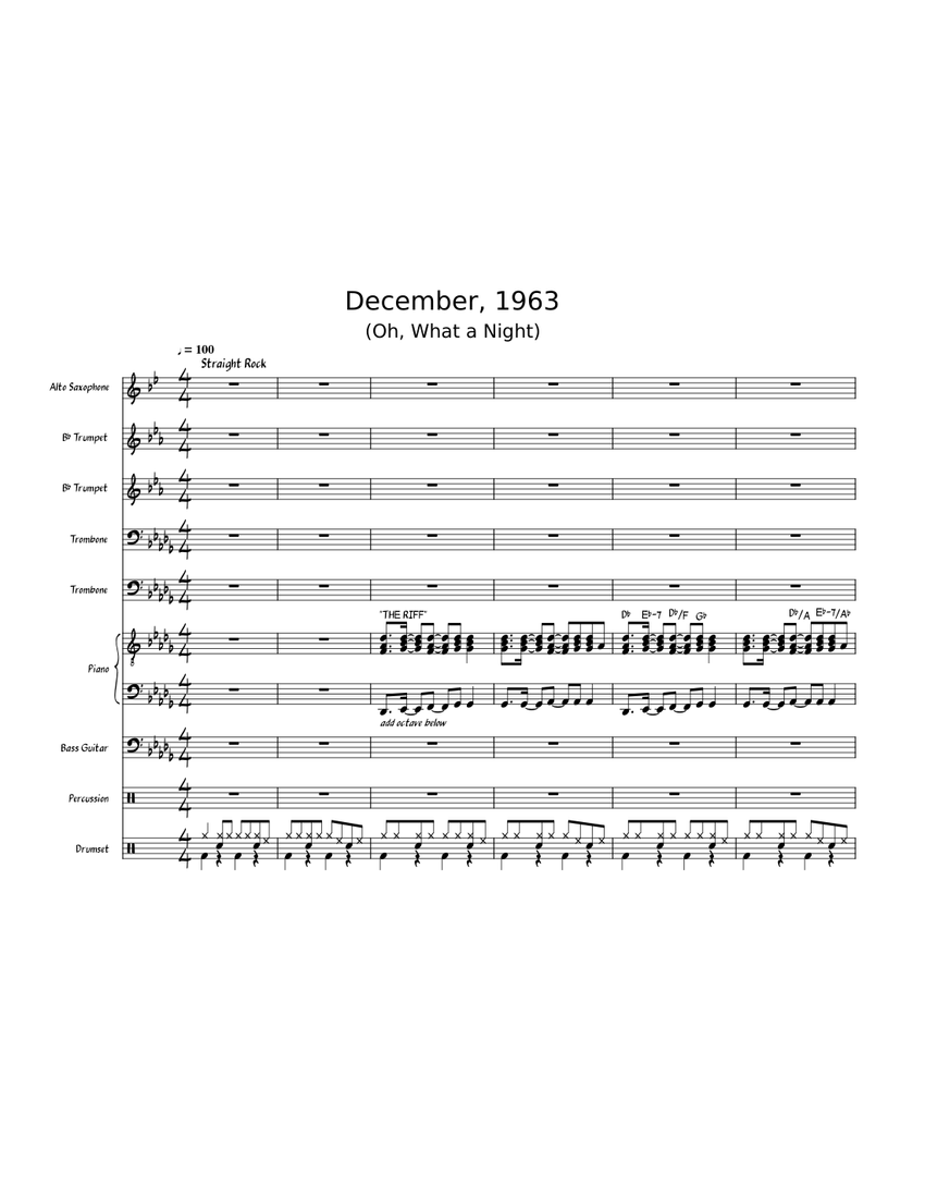 December, 1963 – The Four Seasons Sheet music for Piano, Trombone ...