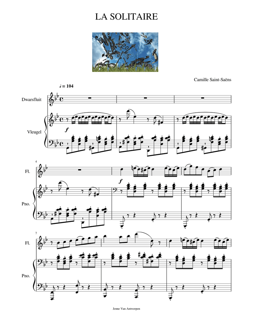 LA SOLITAIRE Sheet music for Piano, Flute (Solo) | Musescore.com