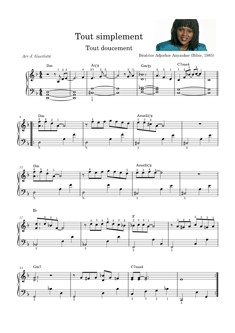 Tout simplement – Jean-Paul Dréau Sheet music for Piano (Solo) Easy ...
