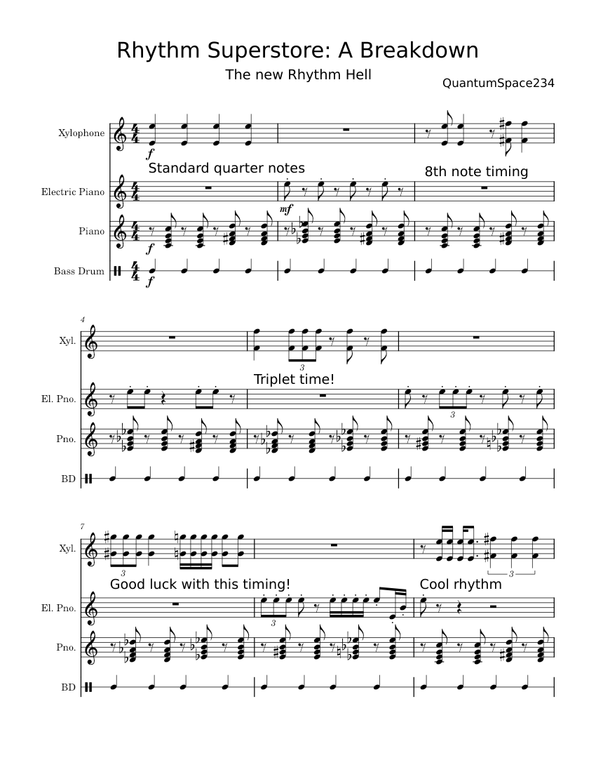 Rhythm Superstore – idk Sheet Music for Piano, Xylophone, Strings group ...