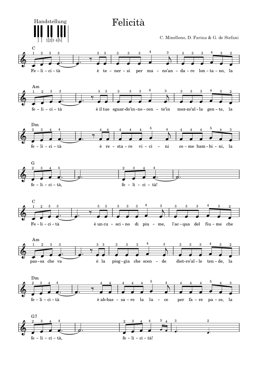 Felicità — easy piano — for complete beginners Sheet music for Piano ...