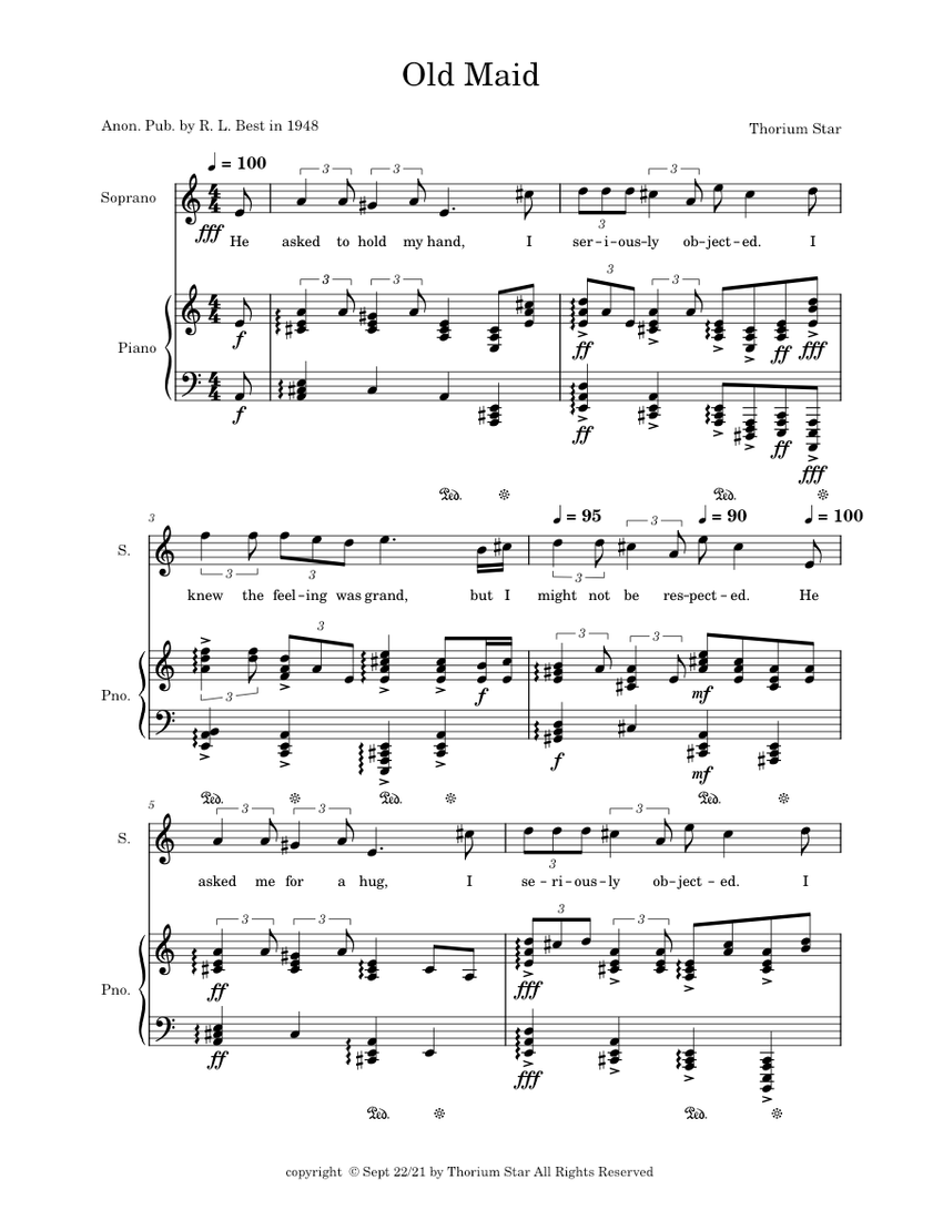 Old Maid Sheet music for Piano, Soprano (Piano-Voice) | Musescore.com