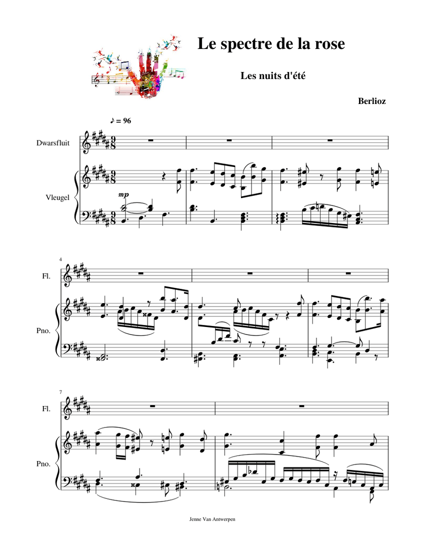 Le spectre de la rose Sheet music for Piano, Flute (Solo) | Musescore.com