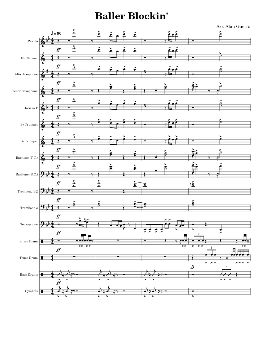 Baller Blockin' (SU) Sheet Music for Trombone, Euphonium, Flute piccolo ...