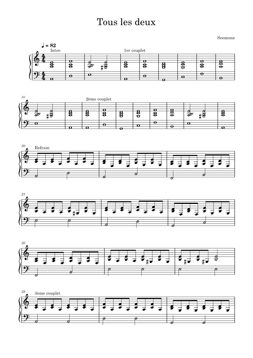 Tous les deux – Seemone Sheet Music for Piano (Piano-Voice) Easy ...