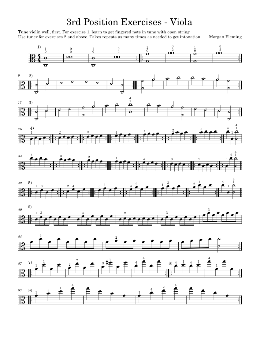3rd Position Exercises - Viola Sheet music for Viola (Solo) | Musescore.com