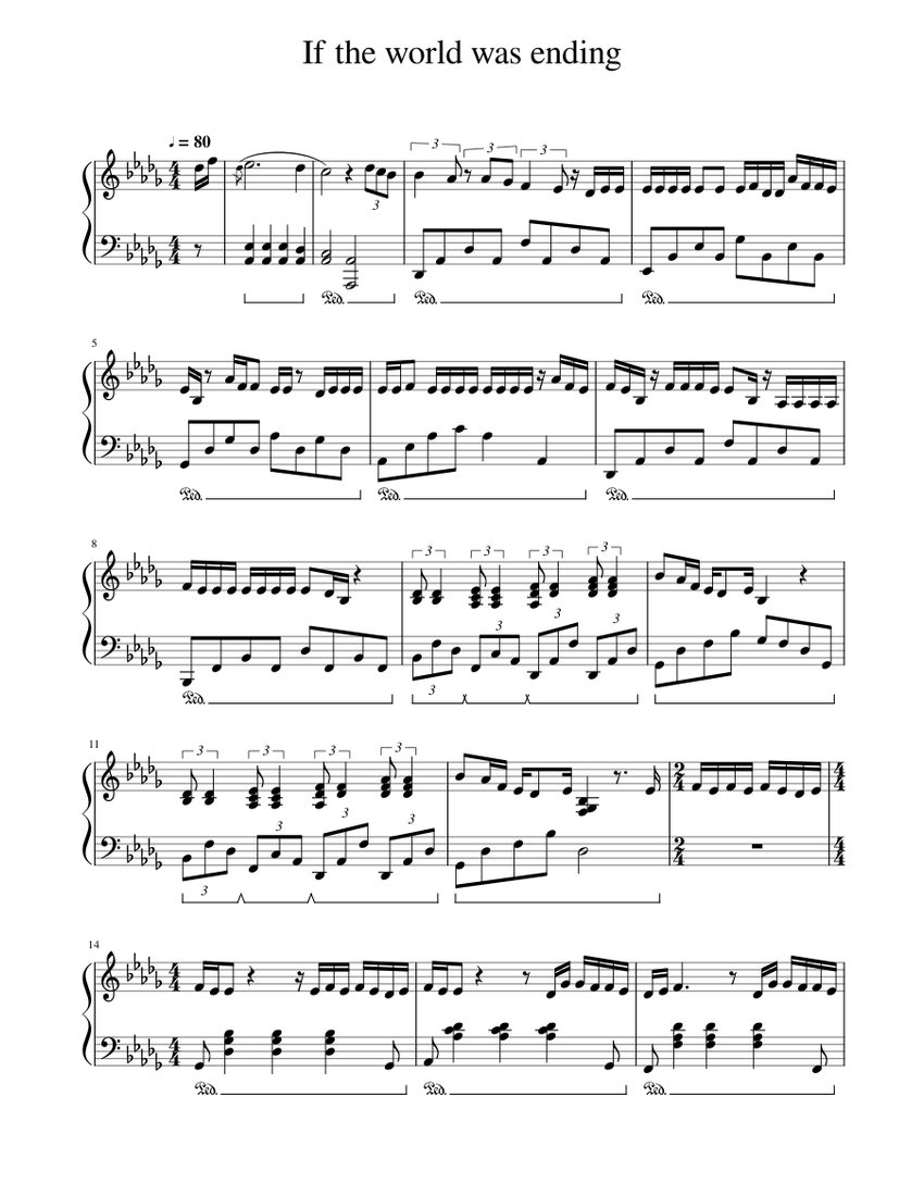 If the world was ending Sheet music for Piano (Solo) | Musescore.com