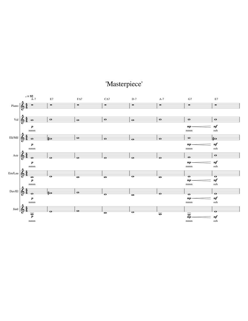 Masterpiece V. 2 (1) Sheet music for Piano, Bass guitar (Mixed Ensemble ...