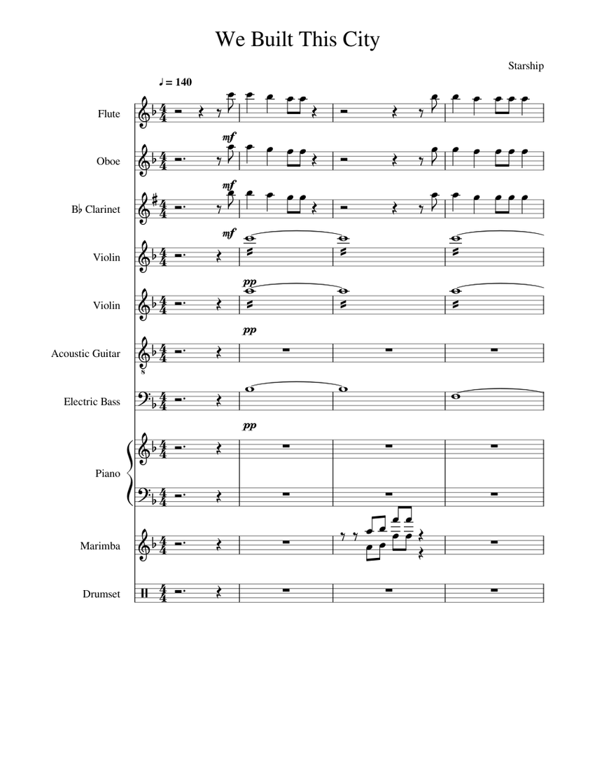 We Built This City Sheet music for Piano, Flute, Oboe, Clarinet in b ...