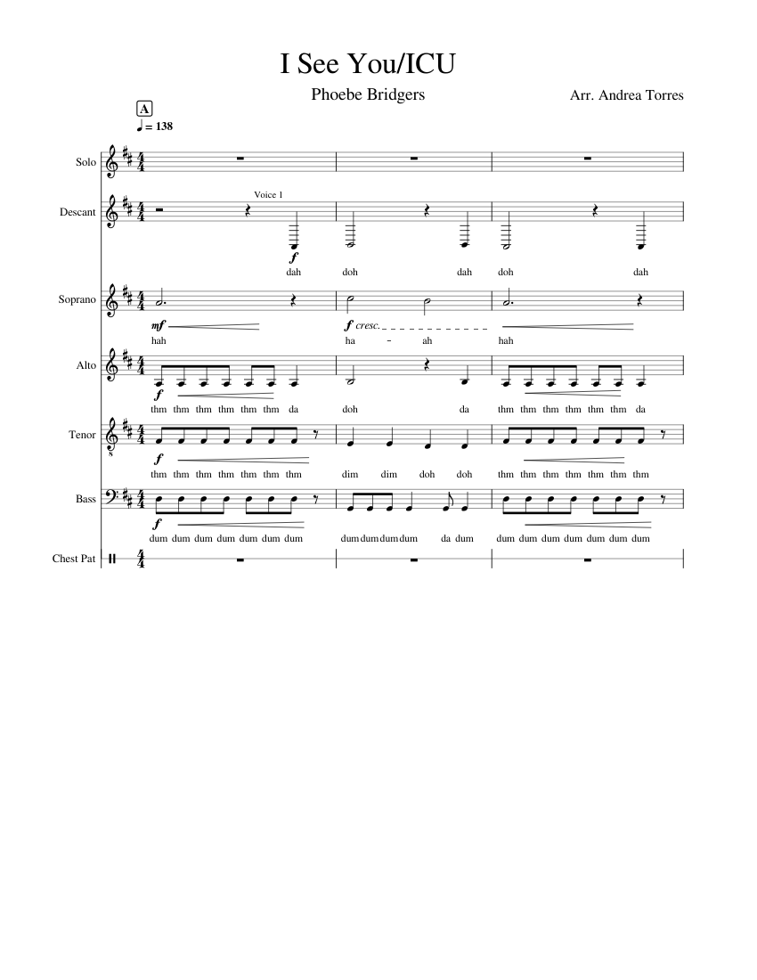 I See You FINAL Sheet music for Soprano, Alto, Tenor, Bass voice & more ...